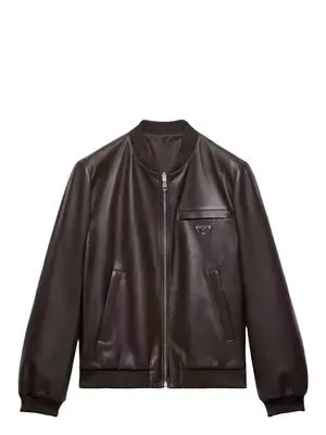 Prada Reversible Nappa Leather Bomber Jacket - Brown