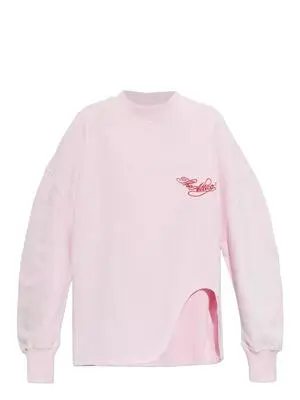 Attico Embroidered Logo T-shirt With Slit Detail - Pink