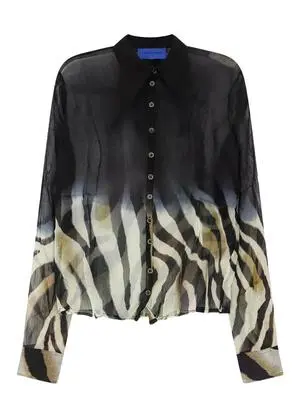 MES DEMOISELLES Zebra Print Long Sleeve Shirt - Black
