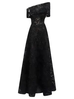 GEMY MAALOUF Gemy Maalouf Asymmetrical Neck Floral Maxi Dress