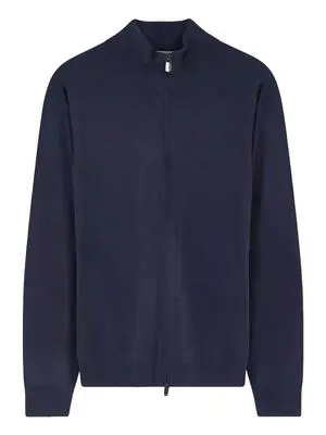 BRAMANI CASHMERE Zip-up High-neck Cardigan - Blue