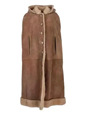 RITZ SADDLER VINTAGE Hooded Shearling Cape - Neutrals
