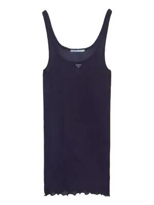 Prada Ribbed Knit Silk Tank Top - Blue