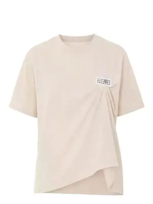 MAISON MARGIELA Numeric Logo Draped T-shirt - Neutrals