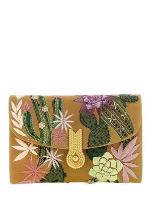 AMATO DANIELE Clutch Bag With Cactus Embroidery - Neutrals