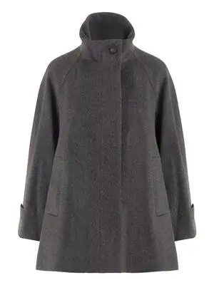 Tagliatore Leila High-neck Cape Jacket - Grey