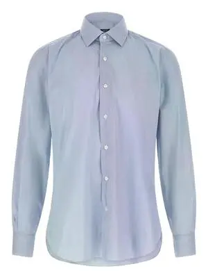 BARBA NAPOLI Poplin Classic-collar Shirt - Blue
