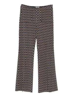 SIYU Geometric Print Flared Trousers - Blue