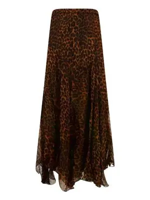 MES DEMOISELLES Susu Leopard-print Long Skirt - Brown