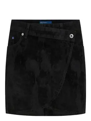 Karl Lagerfeld Velvet Denim Mini Skirt - Black