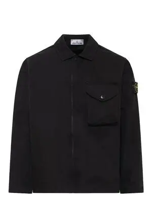 STONE ISLAND 1200001 Dense Cotton Twill Shirt In Black