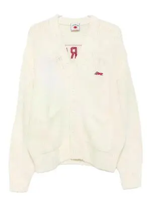 ICECREAM Logo-embroidered V-neck Cardigan - Neutrals