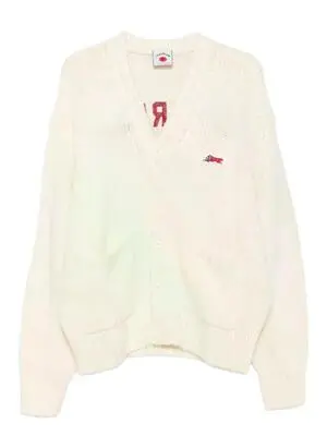 ICECREAM Logo Embroidered V-neck Cardigan - Neutrals
