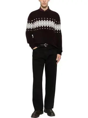 Eleventy Crew Neck Fair Isle-knit Sweater - Red