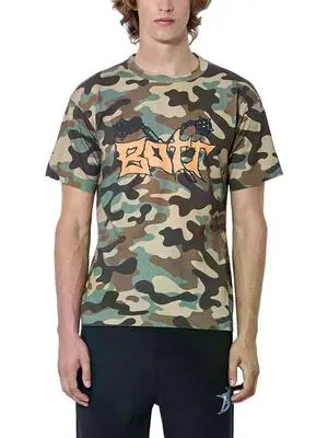 BOTT Flail Camouflage-print Logo-motif T-shirt - Brown