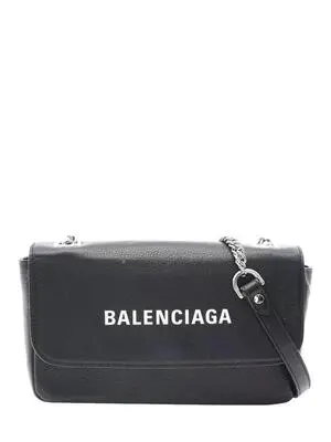 Balenciaga Leather Everyday Wallet On Chain Crossbody Bag - Black