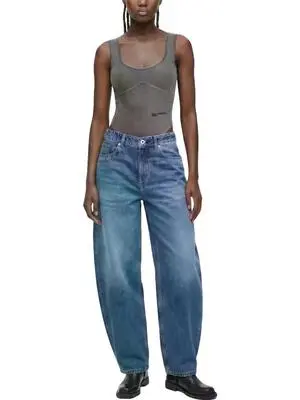 Karl Lagerfeld Mid-rise Barrel Seamed Jeans - Blue