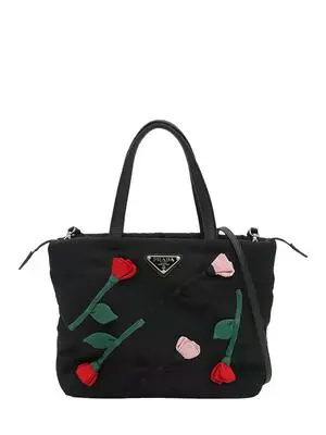 Prada 2013-2026 Tessuto Roses Satchel - Black