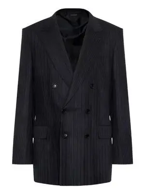 TOM FORD Double-breasted Pinstripe Blazer - Blue