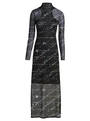 Karl Lagerfeld All-over Print Mesh Maxi Dress - Black
