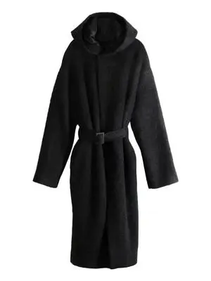 Rick Owens Tower Hooded Belted Coat - Black