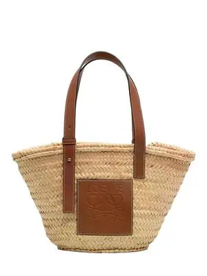 LOEWE 2022 Small Raffia Anagram Basket Tote Bag
