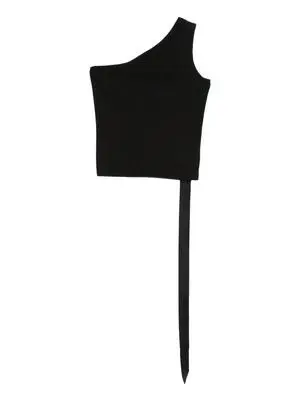 Rick Owens Ziggy Top One Shoulder Ribbed Knit - Black