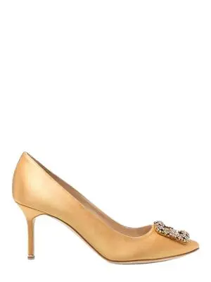 Manolo Blahnik Hangisi Crystal-buckle Pumps - Gold