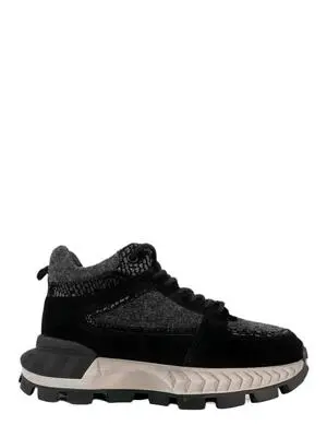 LINDA BAUMANN Snakeskin-effect Paneled Sneakers - Black