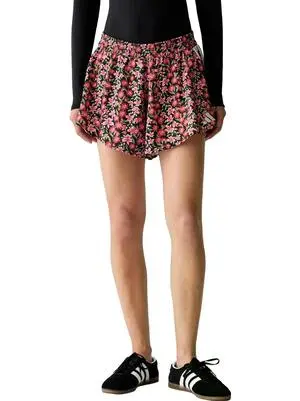Adidas Floral Print 3-stripes Shorts - Black