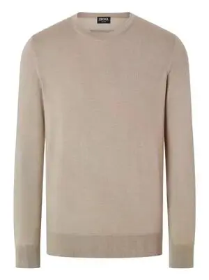 Zegna Cashseta Mélange Crew-neck Sweater - Neutrals