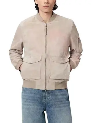 ALLSAINTS Suede-finish Zip-up Bomber Jacket - Neutrals