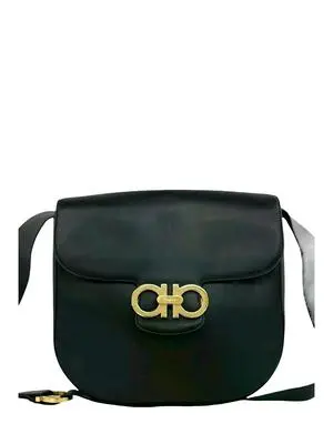 FERRAGAMO Gancini Flap Crossbody Bag - Black