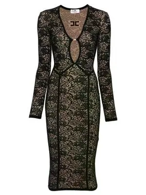 Elisabetta Franchi Lace-patterned Cut-out Midi Dress - Black