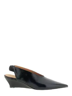 ODISSI Pointed-toe Slingback Wedge Pumps - Black