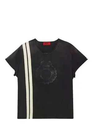424 Stripe-detail Crest-print T-shirt Black