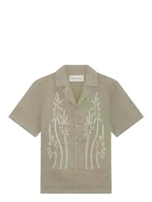 Frescobol Carioca Alves Palm-embroidered Shirt - Neutrals