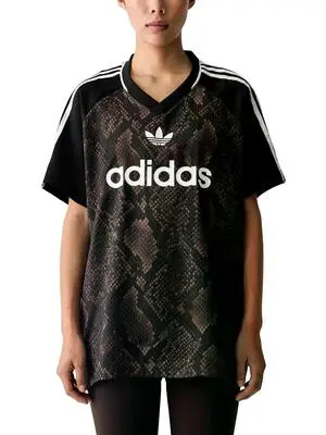 Adidas Snake-print Logo-print T-shirt - Brown