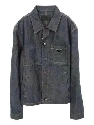 Prada Chambray Blouson Denim Jacket - Blue