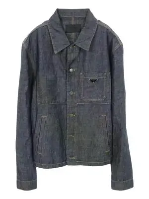 Prada Chambray Blouson Denim Jacket - Blue