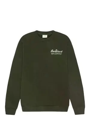 LES DEUX Graphic Print Crewneck Sweater - Green