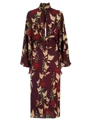 Johanna Ortiz Floral-print Silk Midi Dress - Red