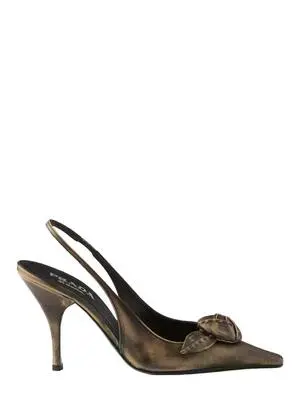 Prada Leather Slingback Pumps - Brown