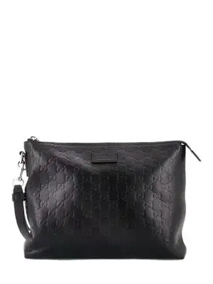 Gucci Signature Soft Wristlet Clutch Bag - Black