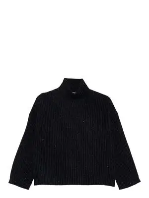 Brunello Cucinelli Ribbed Sequin-embellished Knit - Blue