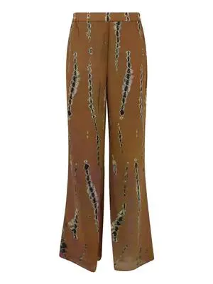 MES DEMOISELLES Printed Silk Trousers - Brown