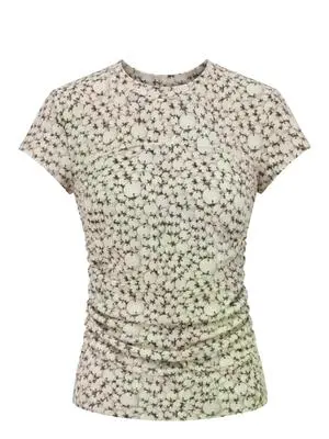 Isabel Marant Étoile Maëlie Bead-print Ruched T-shirt - Neutrals