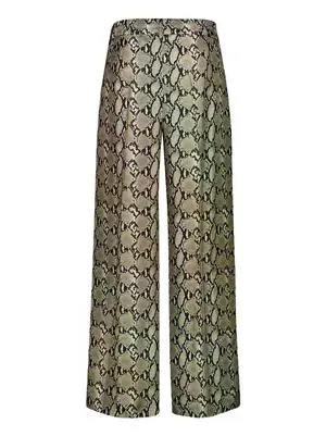 PAULA Snakeskin-printed Twill Trousers - Neutrals