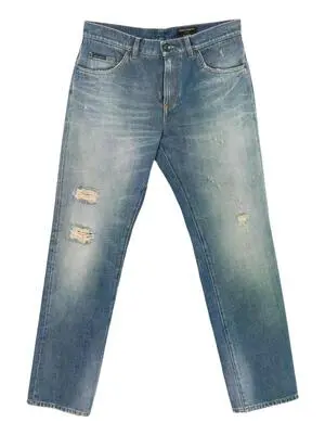 Dolce & Gabbana Distressed Straight-leg Jeans - Blue