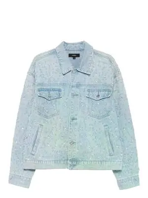 PURPLE BRAND Crystal Embellished Denim Jacket - Blue